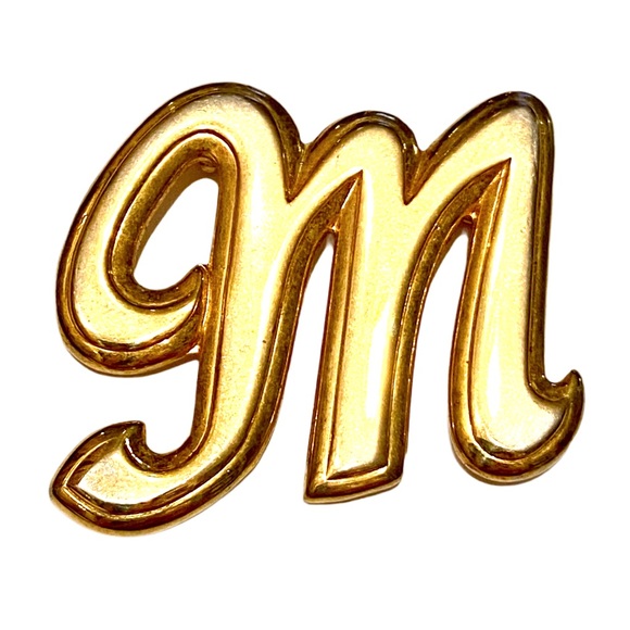 Vintage | Jewelry | Letter M Initial Brooch Gold Vintage | Poshmark